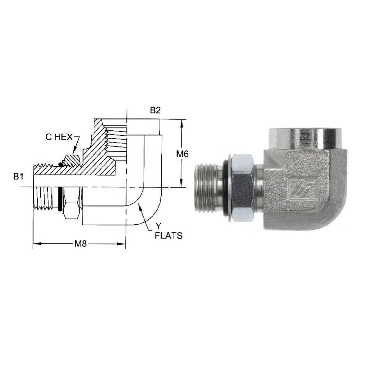 6815-04-04-NWO-SS : OneHydraulics 90-Degree Elbow, 0.25 (1/4) Male Adj