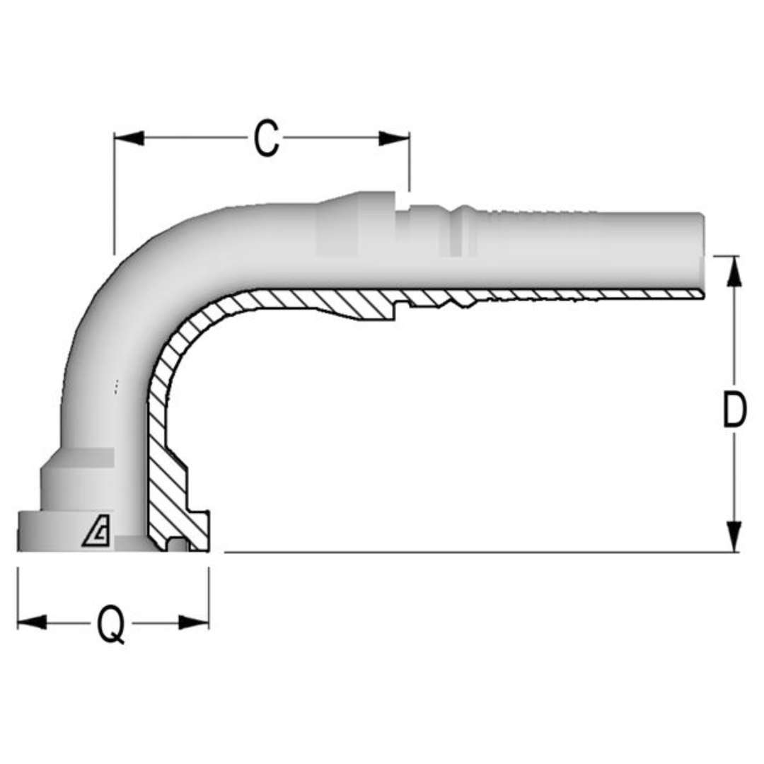 Shop X-C629 90-Degree Hose - Code 62 Flange Interlock Insert