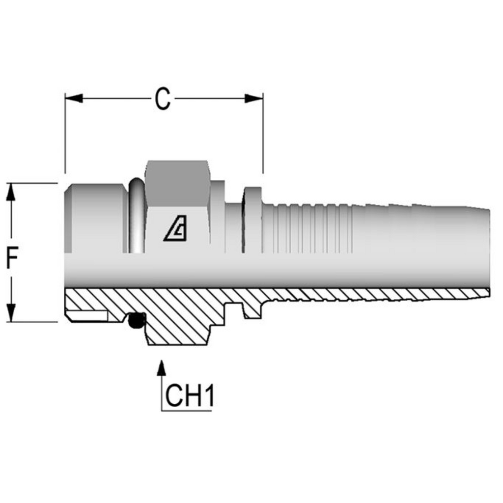 A-1012-MORB : Alfagomma Straight Steel Fitting Insert, 5/8 (-10) Hose