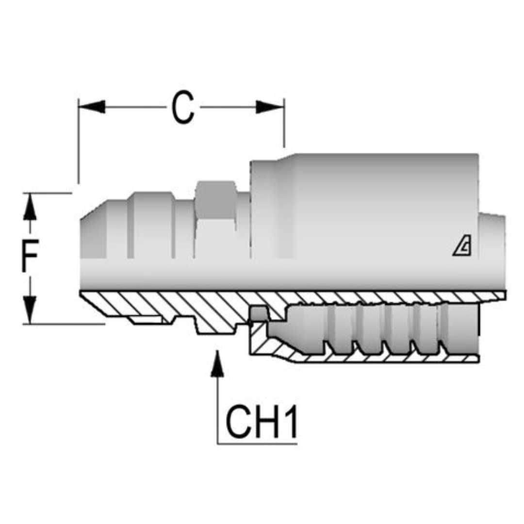 D-1010-MJIC : Alfagomma Straight Steel Fitting, 5/8 (-10) Hose x 7/8-1