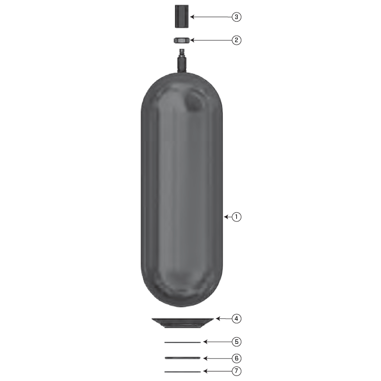 ABLT57-06N2 : Bladder Assembly Kit, 5000psi, 15 Gallon Nominal Capacit