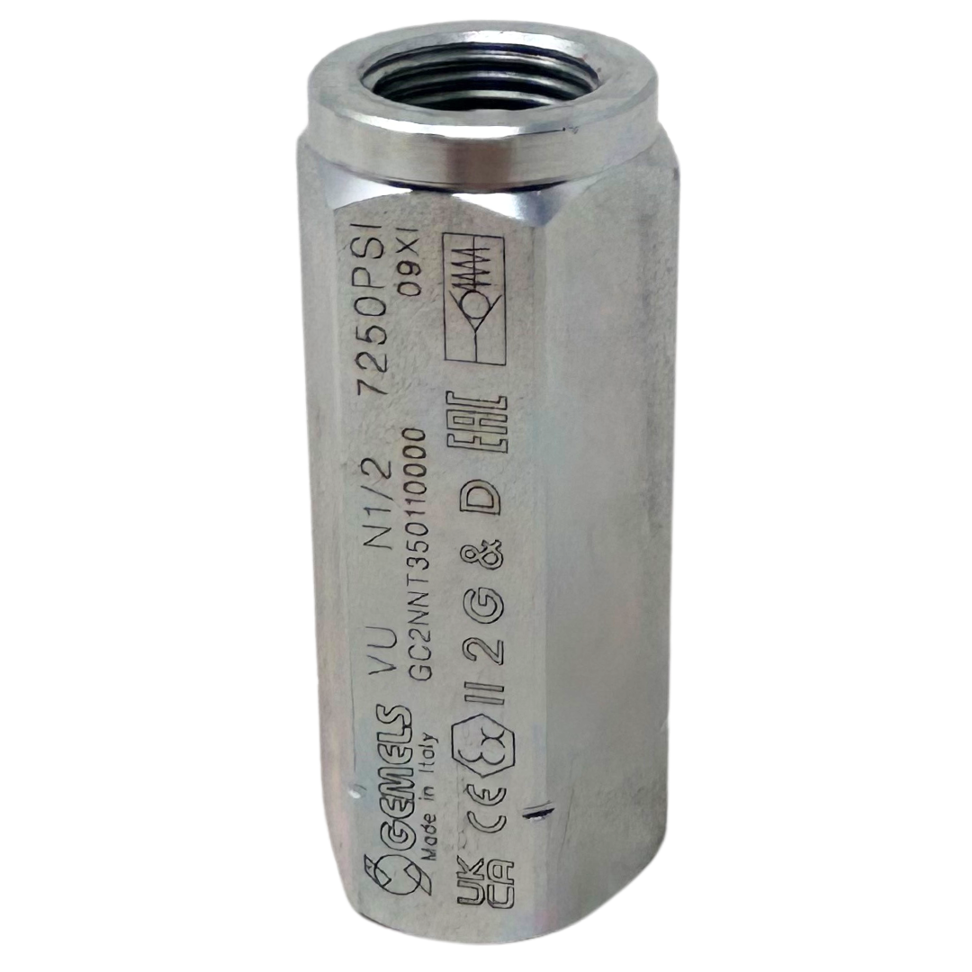 VU N1/2 DN13 1111 7250PSI : Gemels Check Valve, 1/2 NPT, 7250psi rated