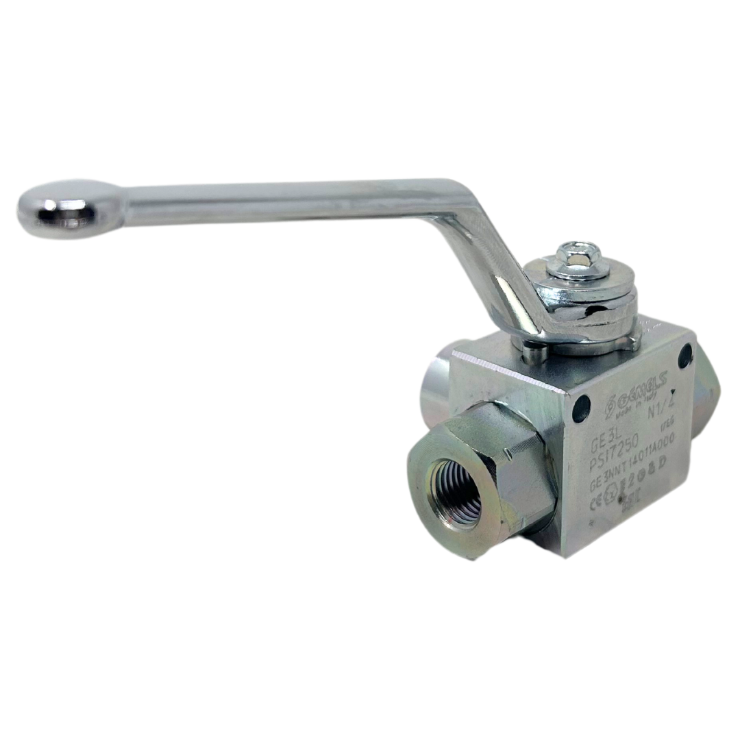 GE3L N1/4 DN6 1111AB 7250PSI : Gemels Ball Valve, 3-Way, 7250psi, 1/4