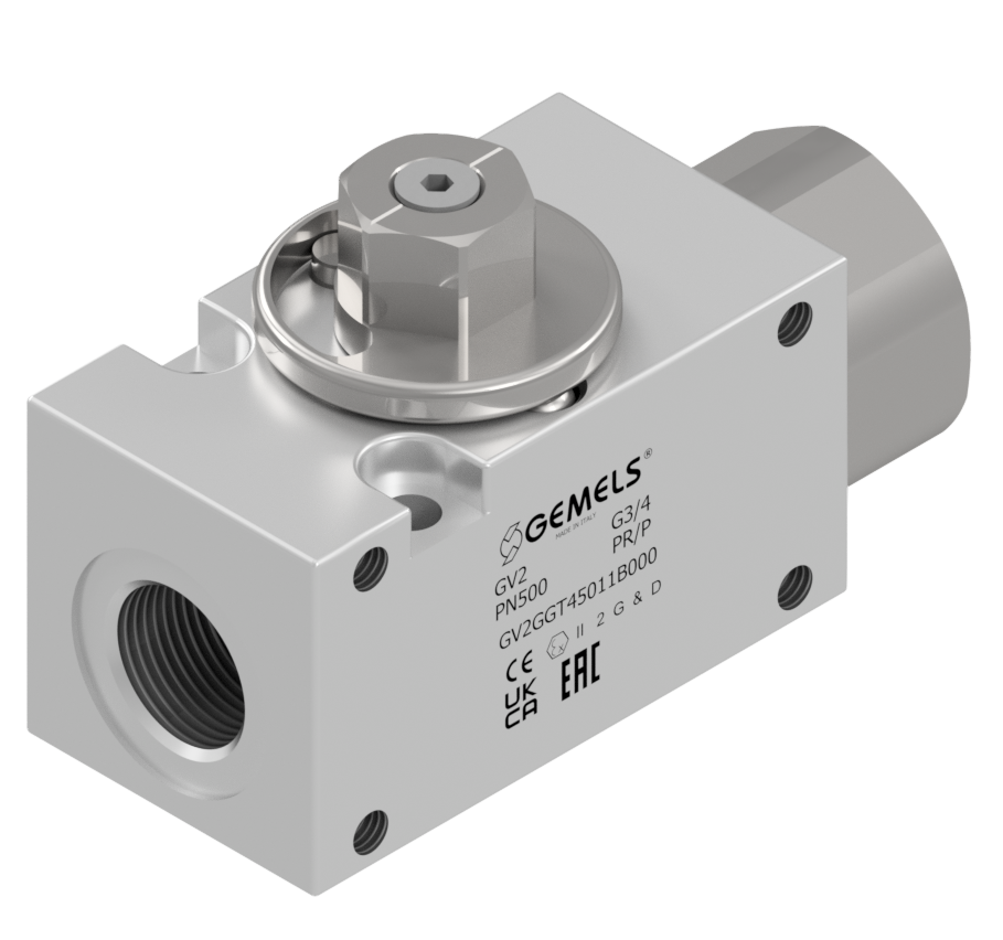 GV2 N1 DN25 1111AE PN500 : Gemels Two-Way Excavator Ball Valve, 1 NPT,