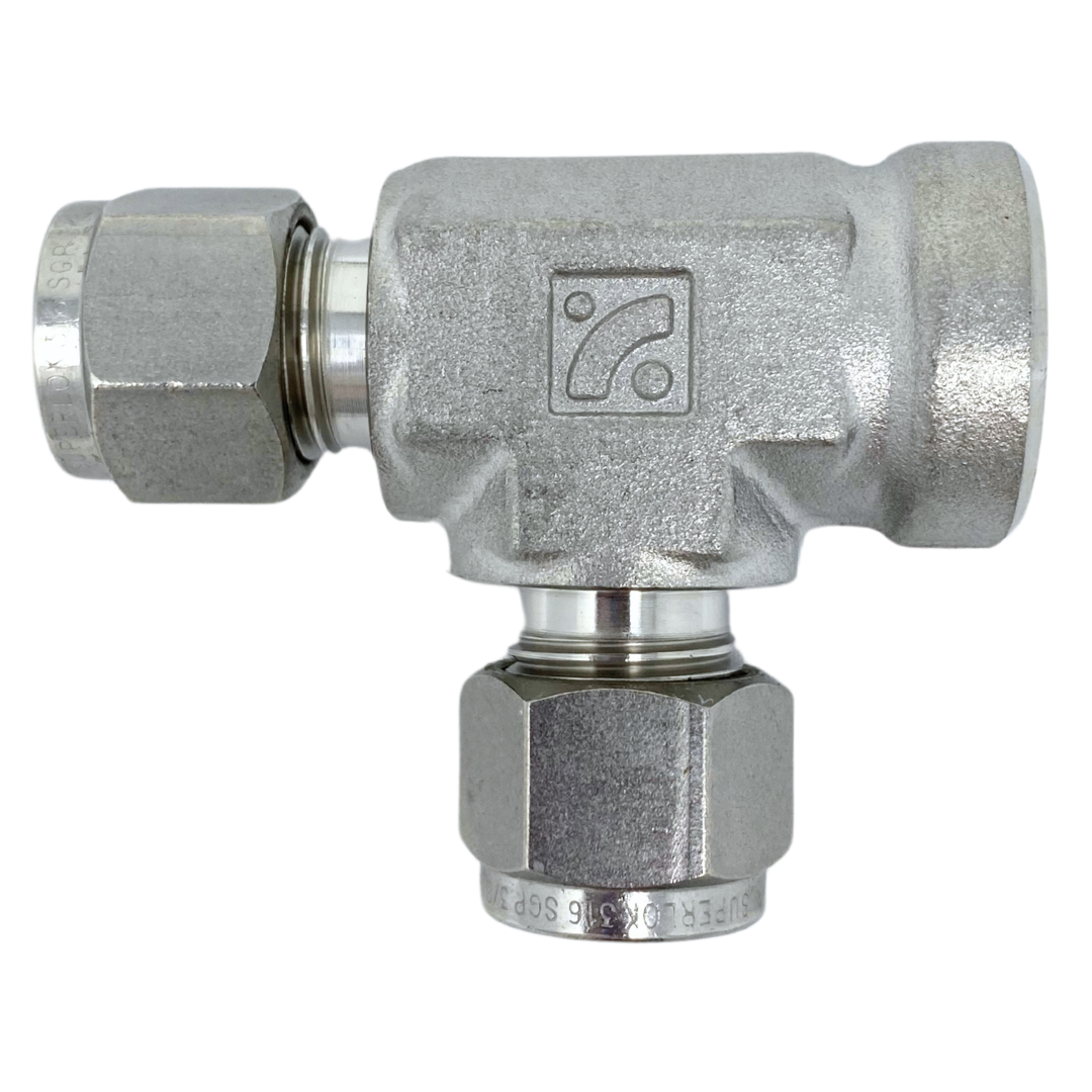 SFRT 4-4N : Superlok Stainless Run Tee, 1/4" (-4) Tube OD x 1/4" (-4)
