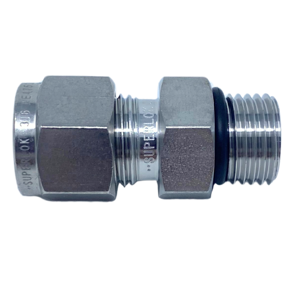 SSMC 6-8U : Superlok Straight Stainless Tube Adapter, 3/8" (-6) Tube O