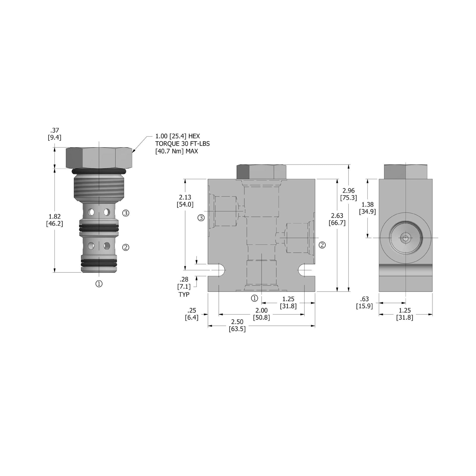 DSH-100-N : Deltrol Shuttle Valve, Ball Type, C-10-3, 3000psi, 6GPM