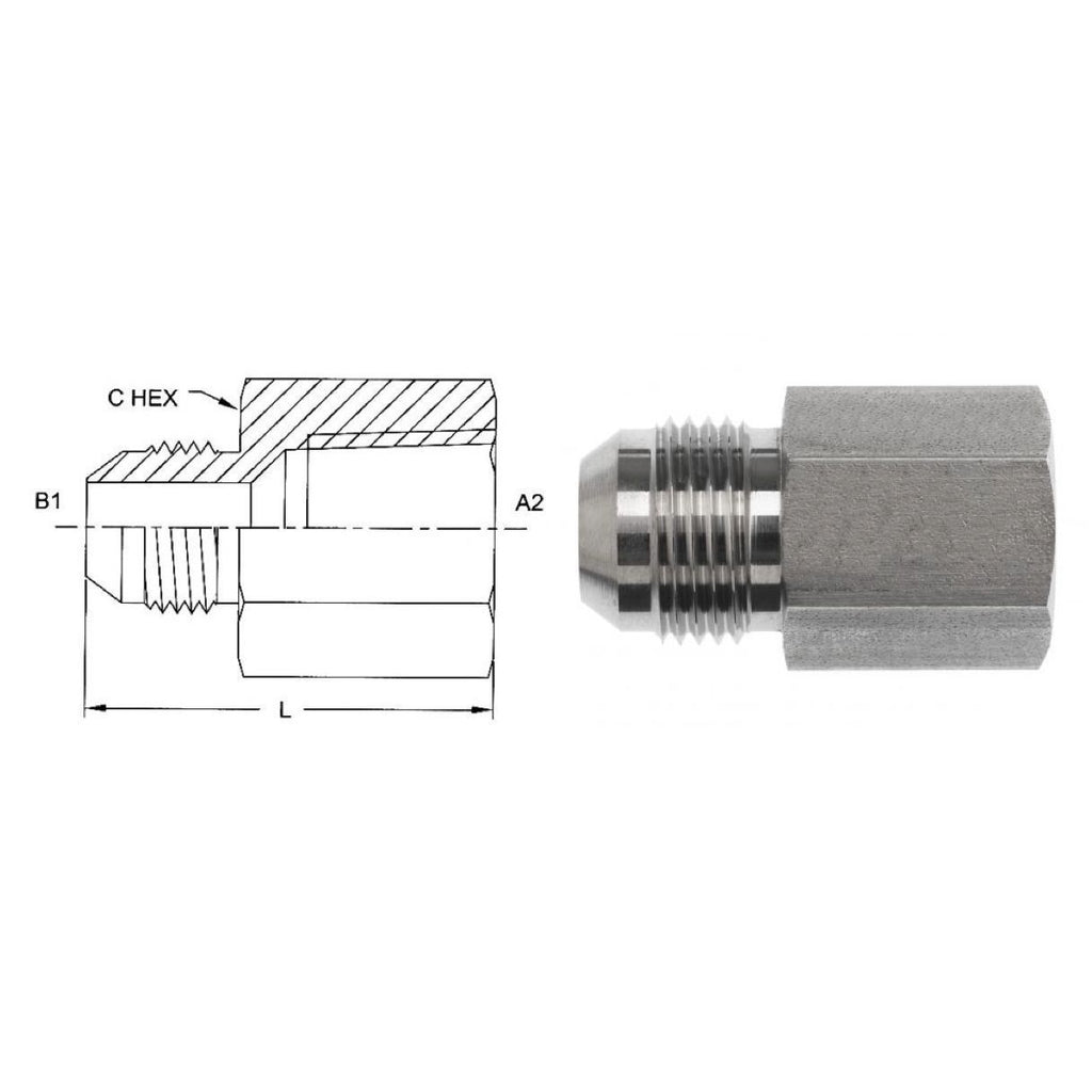 2405-08-08-SS : OneHydraulics Straight Stainless Steel Adapter, Rigid,