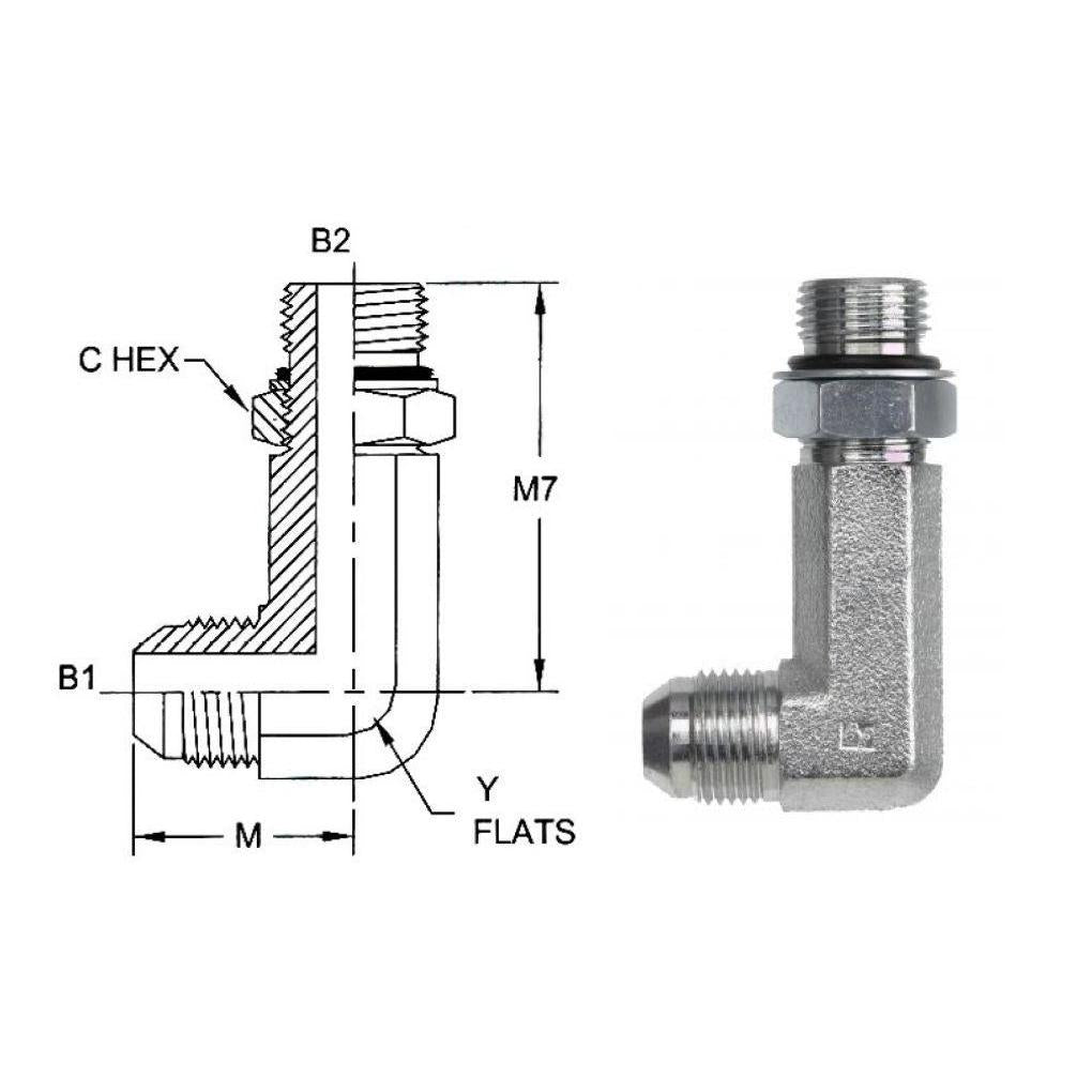 6801-LL-08-06-NWO-FG : OneHydraulics 90-Degree X-Long Elbow, 0.5 (1/2)