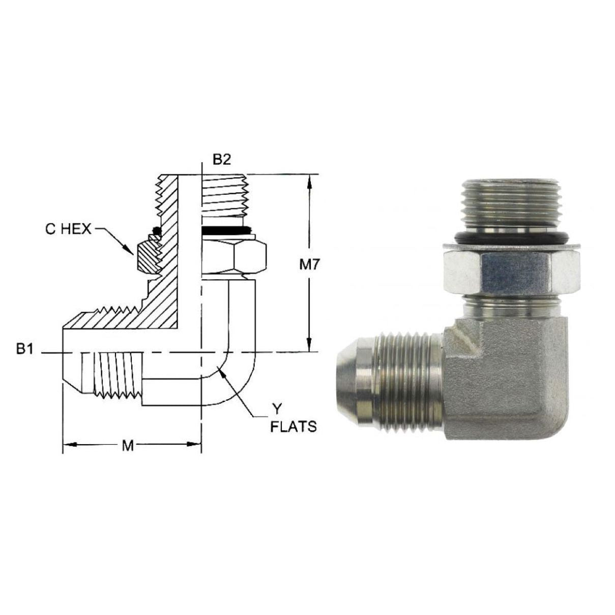 6801-06-06-NWO-SS : OneHydraulics 90-Degree Elbow, 0.375 (3/8) Male JI