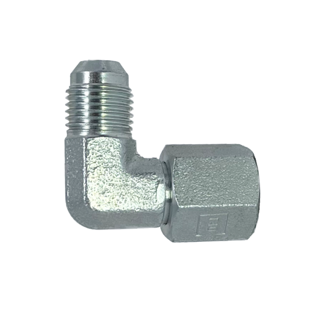 9199-10-L15-22 : Adaptall 90-Degree Adapter, Male 0.625 (5/8") JIC x F