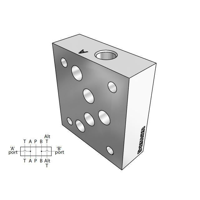 AD05TPAB4S : Daman Tapping Plate, D05 (NG10), A and B Ports Tapped, #4