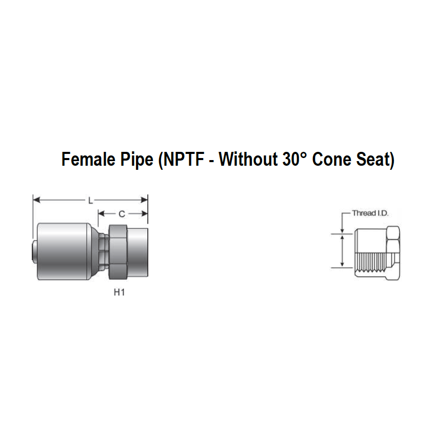 4G-4FP : Gates Coupling, MegaCrimp Female Pipe (NPTF, without 30 Cone