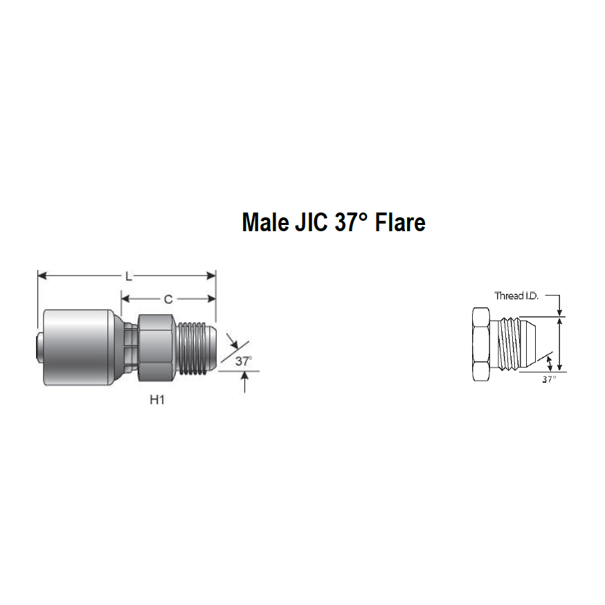 4G-6MJ : Gates Coupling, MegaCrimp Male JIC 37 Flare, -4 (1/4") Dash S