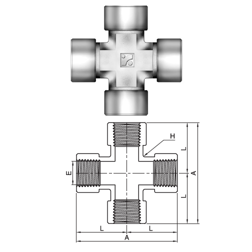 IFC-4N : Superlok 1/4" Female NPT Pipe Cross