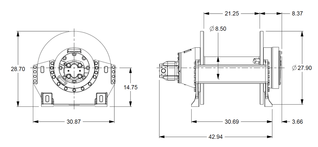 M18-3-101-4 : Pullmaster Planetary Hydraulic Winch, Equal Speed, 18,00