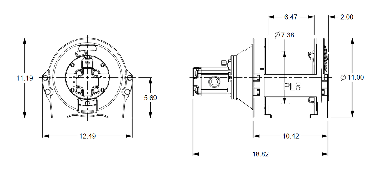 PL5-12-210-1 : Pullmaster Planetary Hydraulic Winch, Equal Speed, 4,50