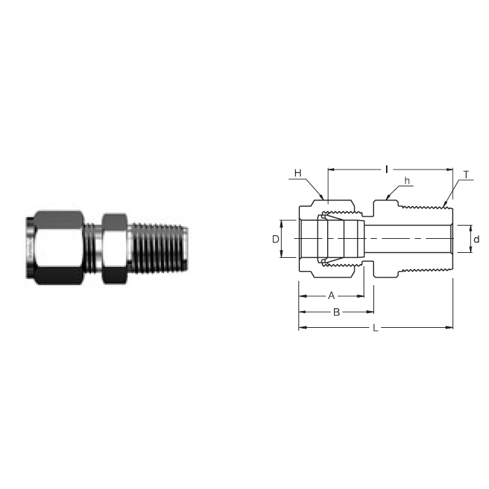 SMC 16-16N : Superlok 1" O.D. Tube X 1" Male NPT Connector