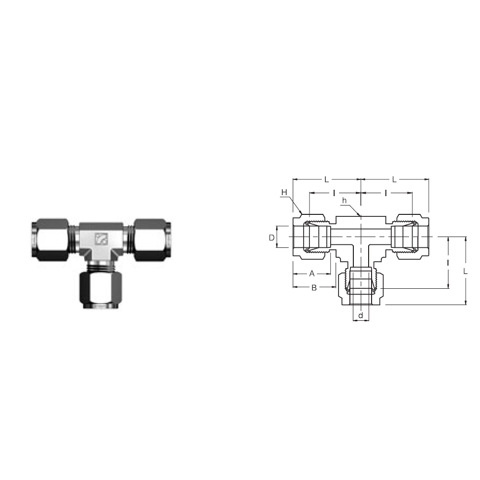 SUT-4 : Superlok 1/4" O.D. Tube Union Tee